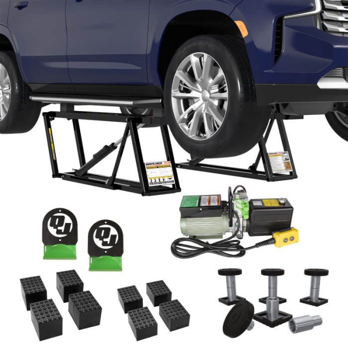 QuickJack 8000TL Portable Car Lift Bundle - Includes Wall Hangers and Truck Adapters - BendPak